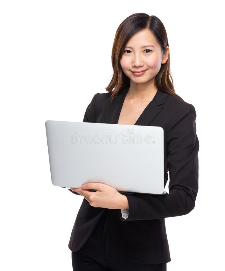 Business Woman with Laptop Computer Stock Photo - Image of digital ...
