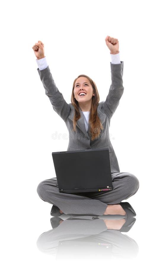 Business Woman Laptop Success Stock Image - Image of business, single ...