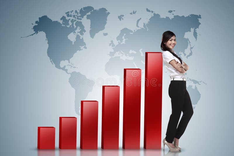 Business Woman Lean on Graph Stock Photo - Image of performance, profit ...