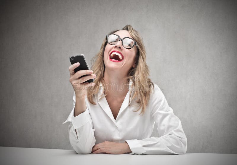 Business Woman Looking at Her Phone Stock Image - Image of ...