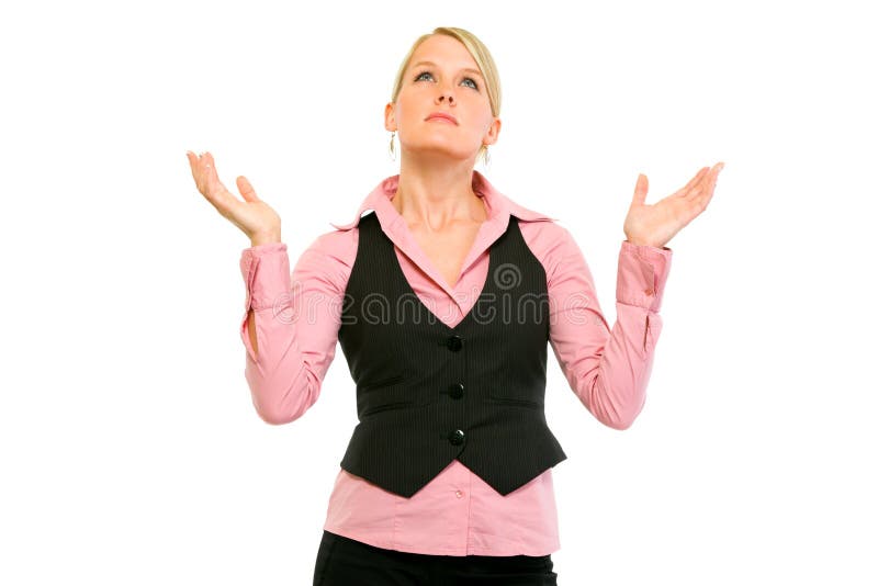 Business Woman Looking Up and Raising Her Hands Stock Image - Image of ... Business Woman Looking Up and Raising Her Hands Stock Image - Image of ...