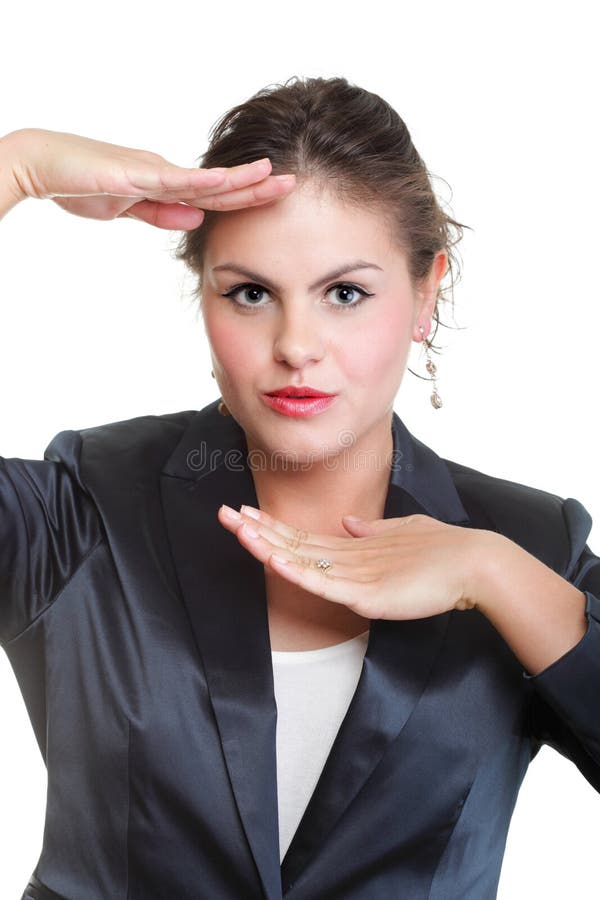 Business Woman Making a Hand Frame, Isolated Stock Photo - Image of ...