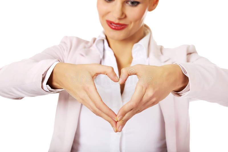 Business Woman Making a Heart Shape with Her Hands Stock Photo - Image ...