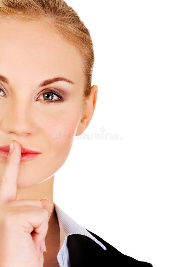Business Woman Making Silent Sign with Finger on Lips Stock Photo ...