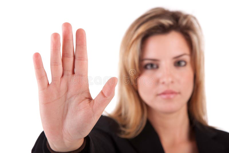 Women with hand up STOP stock photo. Image of finger, abuse - 3431418
