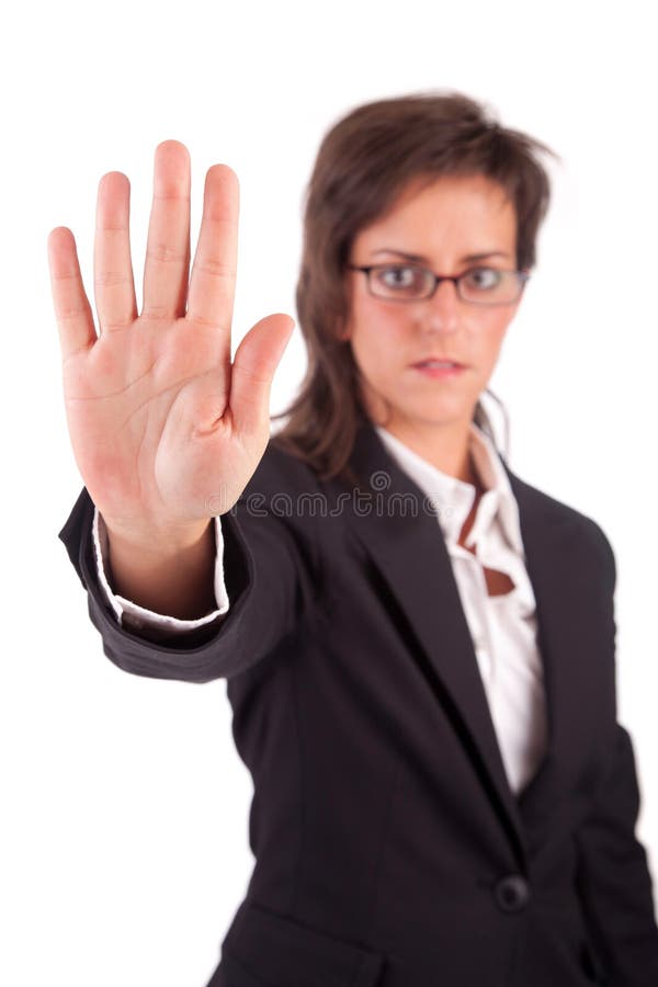 Business Woman Making Stop Sign Stock Photo - Image of palm, confident ...