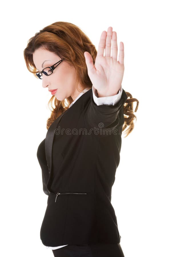 Business Woman Making Stop Sign. Stock Image - Image of deny ...