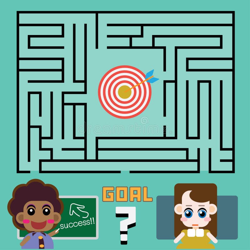 Business woman and maze stock vector. Illustration of goal - 100076874