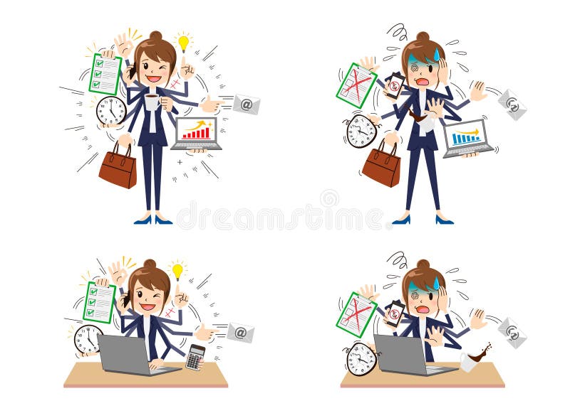Business Woman with Multi Tasking and Multi Skill Stock Vector ...