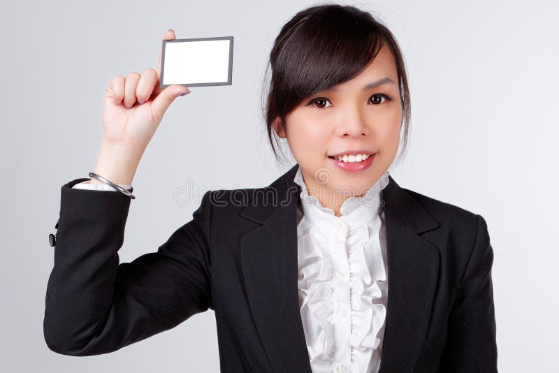 Business Woman with Name Card Stock Image - Image of lifestyle, girl ...