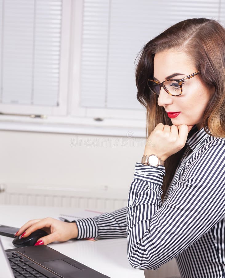 Business Woman Office Desk. Stock Image - Image of female, pretty: 67364291