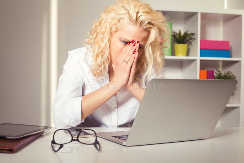 Business Woman at the Office Having Problems Stock Image - Image of ...