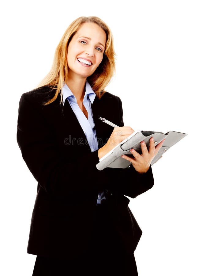 Business Woman with Organizer Stock Photo - Image of isolated, person ...