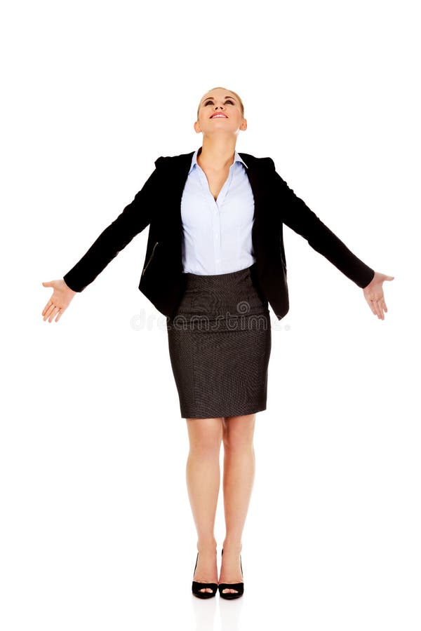 Business Woman with Outstretched Hands Stock Image - Image of lovely ...