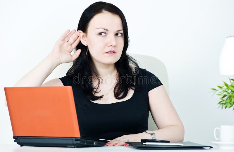 Business woman overhearing stock image. Image of female - 24593971