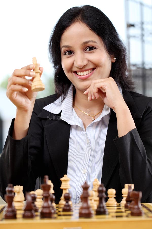 Business Woman Playing Chess Stock Photo - Image of manager, player ...