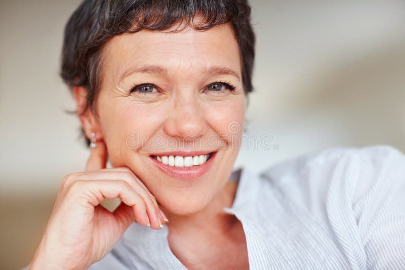 Business Woman With Pleasant Smile Closeup Portrait Of Happy Mature