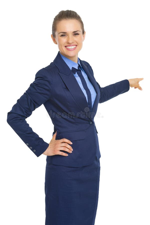 Business Woman Pointing Back on Copy Space Stock Photo - Image of ...