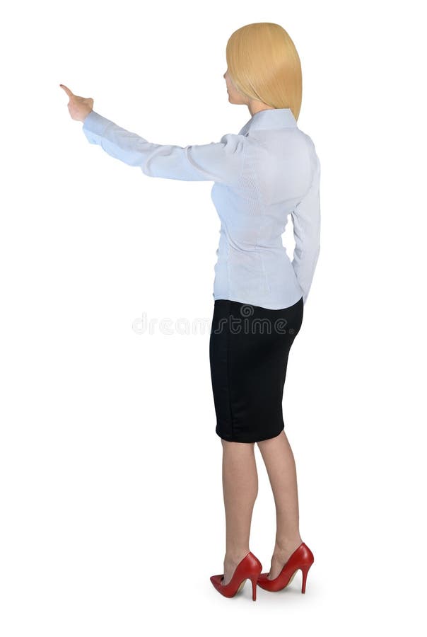 Pointing Back stock image. Image of lady, person, copyspace - 39609269