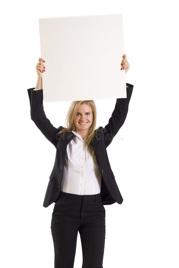Business Woman Pointing at Blank Billboard Stock Image - Image of human ...