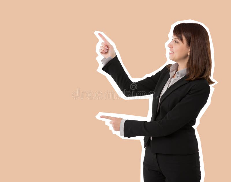 Business Woman Pointing at Copyspace. Magazine Style Stock Image ...