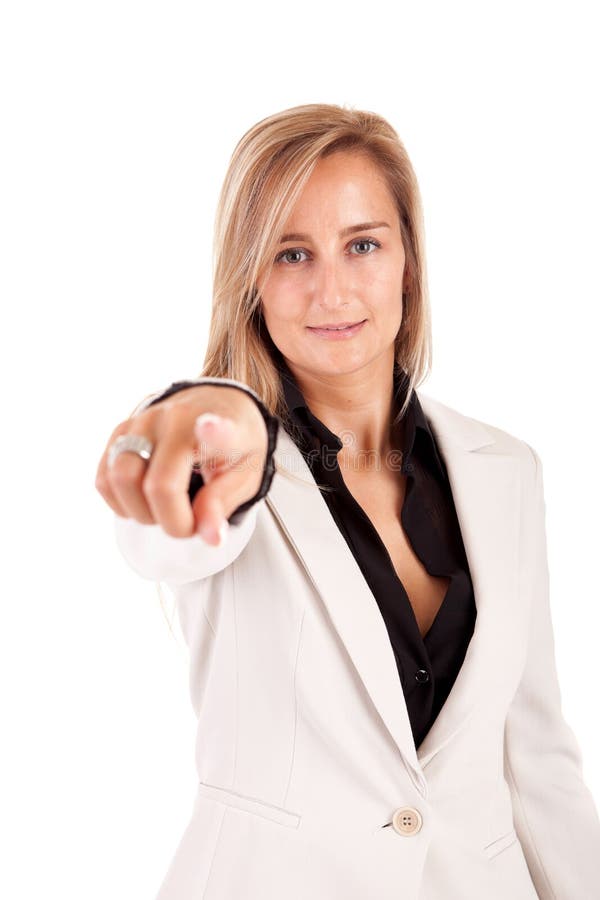 Business Woman, Pointing Forward Stock Image - Image of caucasian, look ...