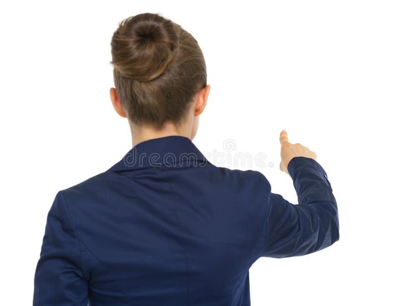 Business Woman Pointing. Rear View Stock Photo - Image of rear, back ...
