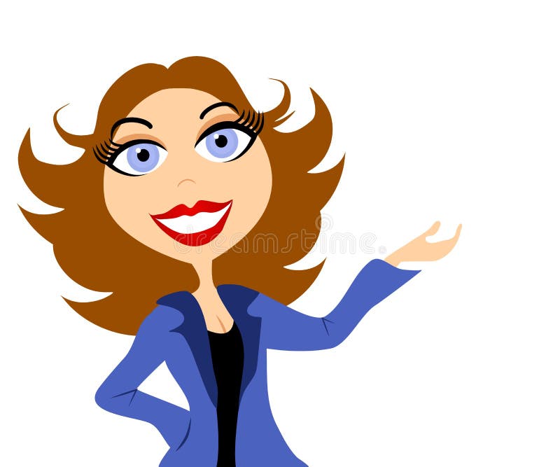 Beautiful Cartoon Woman Presenting Making a Presentation Gesture Stock ...