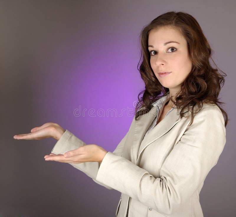 Business woman presenting stock image. Image of expression - 12062465