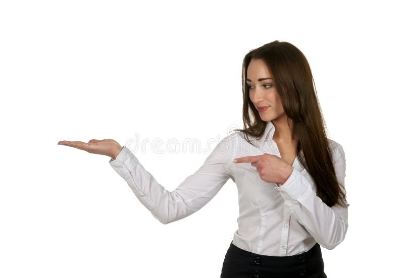 Business Woman Presenting Something Stock Photo - Image of holding ...