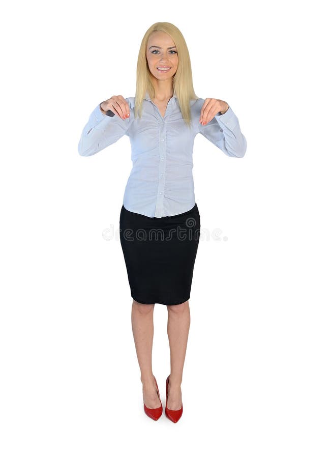 Business Woman Presenting Something Stock Image - Image of full ...