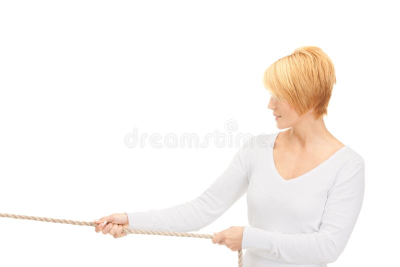 Business Woman Pulling Rope Stock Image - Image of achievement ...
