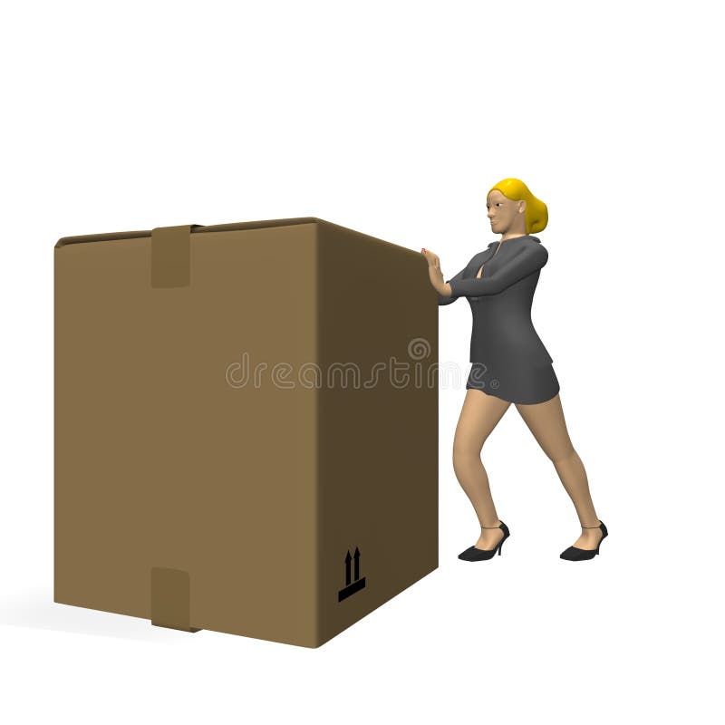 Business Woman Pushing Box Stock Illustrations – 118 Business Woman ...