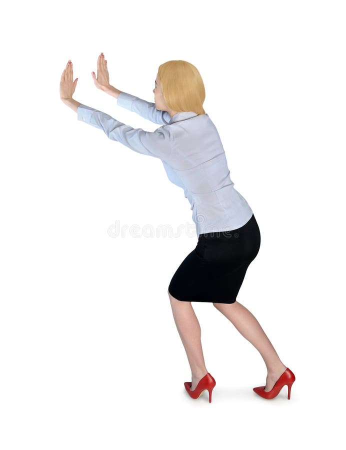 Business Man Pushing Nothing Stock Photo - Image of professional, hand ...