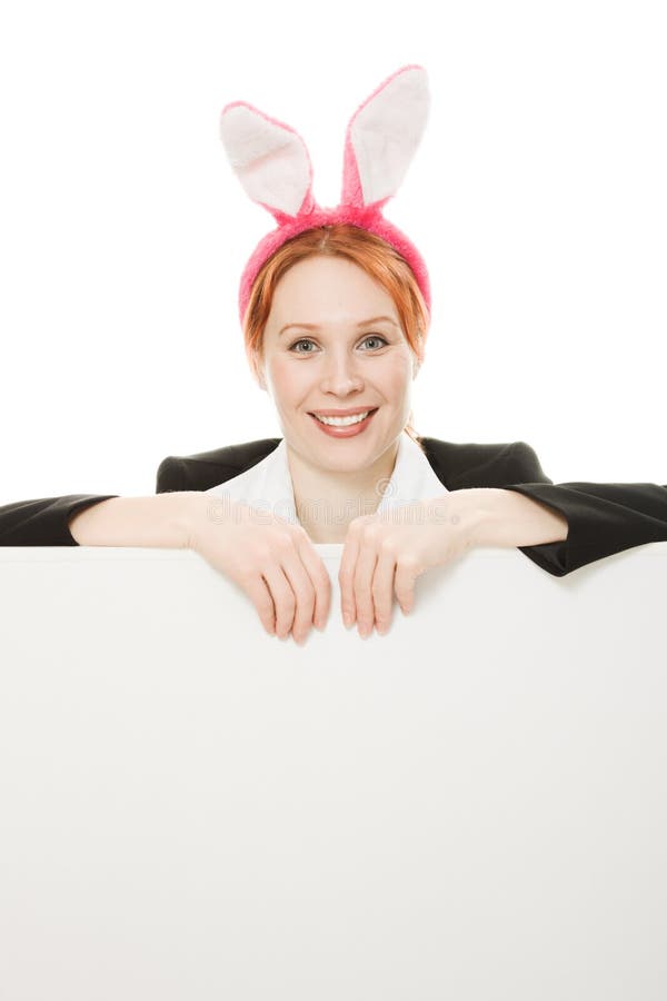 Business Woman with Rabbit Ears. Stock Image - Image of isolated ...