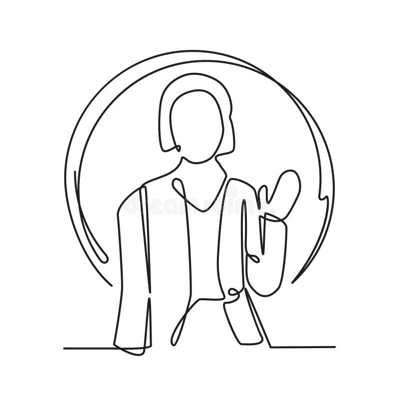 Woman Raising Hand Line Art Stock Illustrations 342 Woman Raising