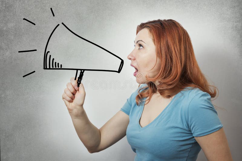 Business Woman Ranting in Megaphone Stock Photo - Image of cuss ...
