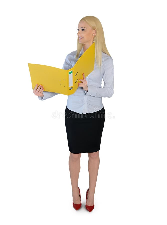 Business Woman Reading File Stock Image - Image of leader, information ...
