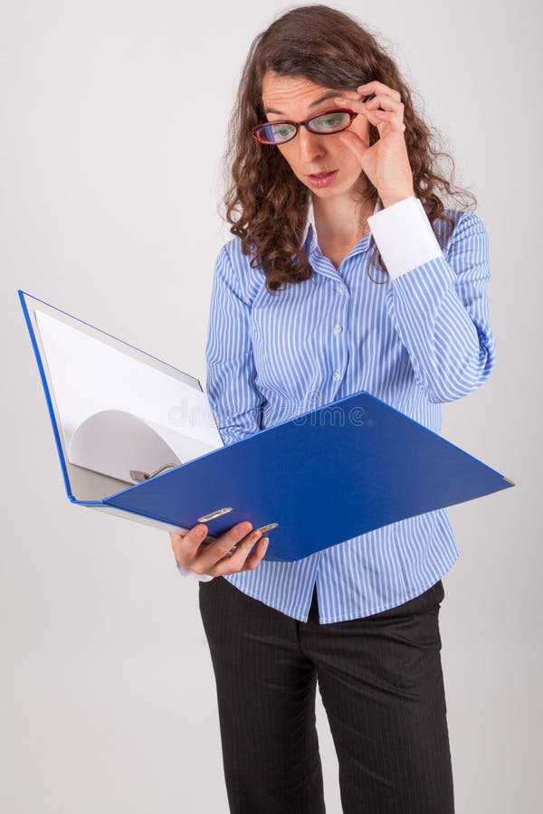 The Business Woman is Reading in a File Stock Photo - Image of clerk ...
