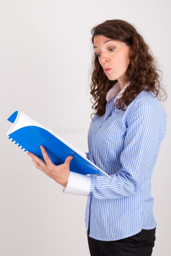 The Business Woman is Reading in a Record Stock Photo - Image of woman ...