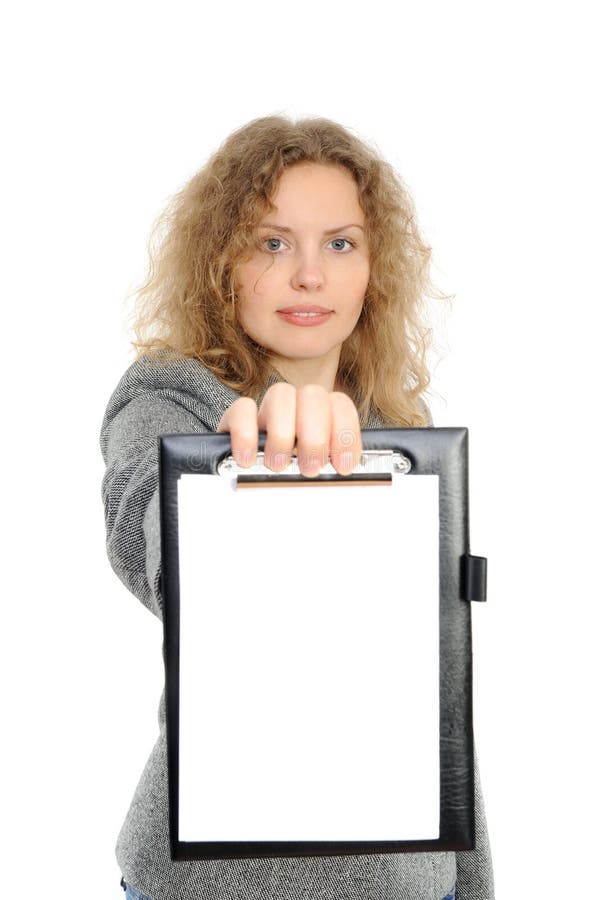 Business Woman Representing Something Stock Image - Image of grey, copy ...