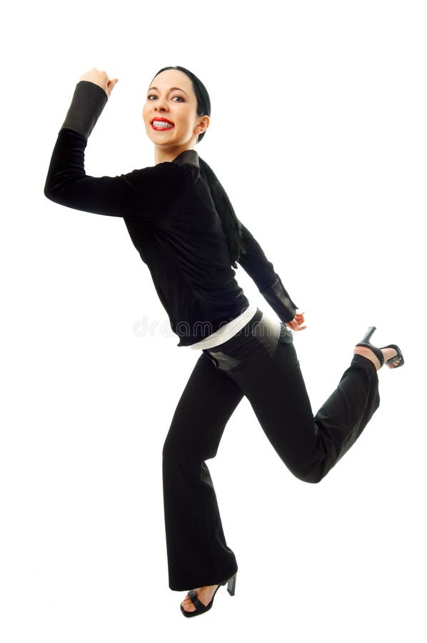 Business Woman Run Hurry To Work Stock Photo - Image of cosmetics ...