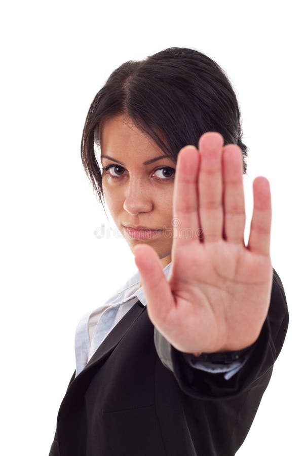 Business woman saying stop stock photo. Image of office - 16027454