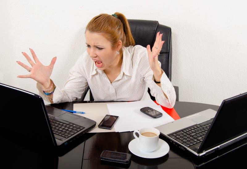 Business Woman Screaming in Frustration Stock Photo - Image of modern ...
