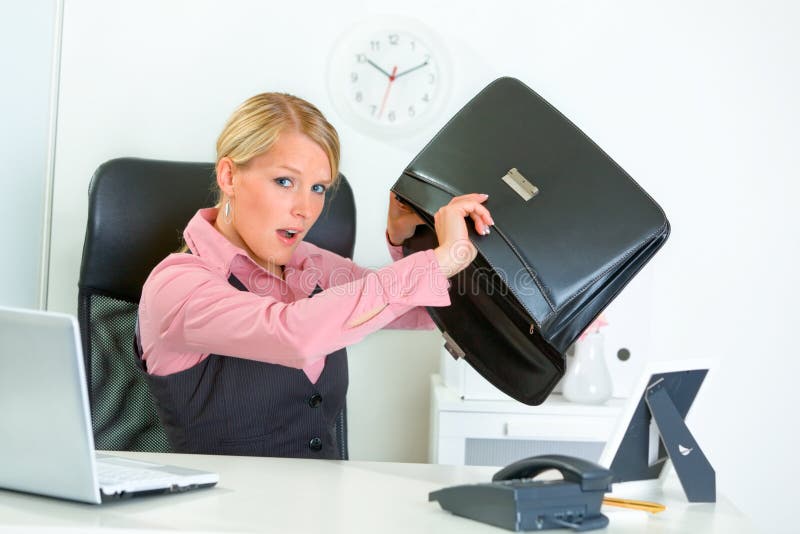 Business Woman Searching Something in Briefcase Stock Image - Image of ...