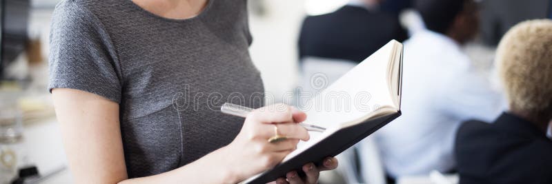 Secretary Writing Notes at Desk Stock Image - Image of alone, european ...