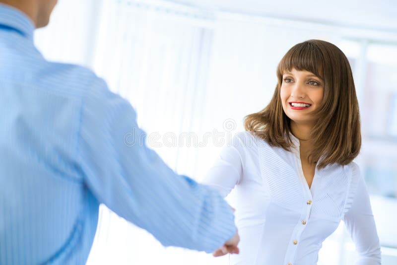Business Woman Shaking Hands with a Client Stock Photo - Image of agent ...