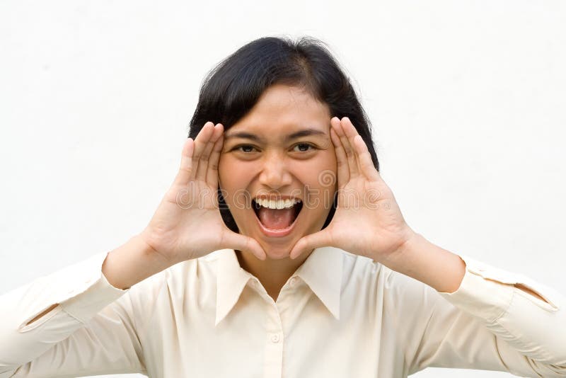 Business woman shout stock image. Image of sound, expression - 12550399