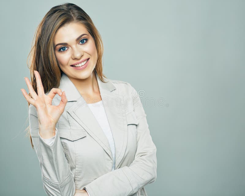 Business Woman Show Ok Symbol. Toothy Smiling Business Woman Stock ... Business Woman Show Ok Symbol. Toothy Smiling Business Woman Stock ...