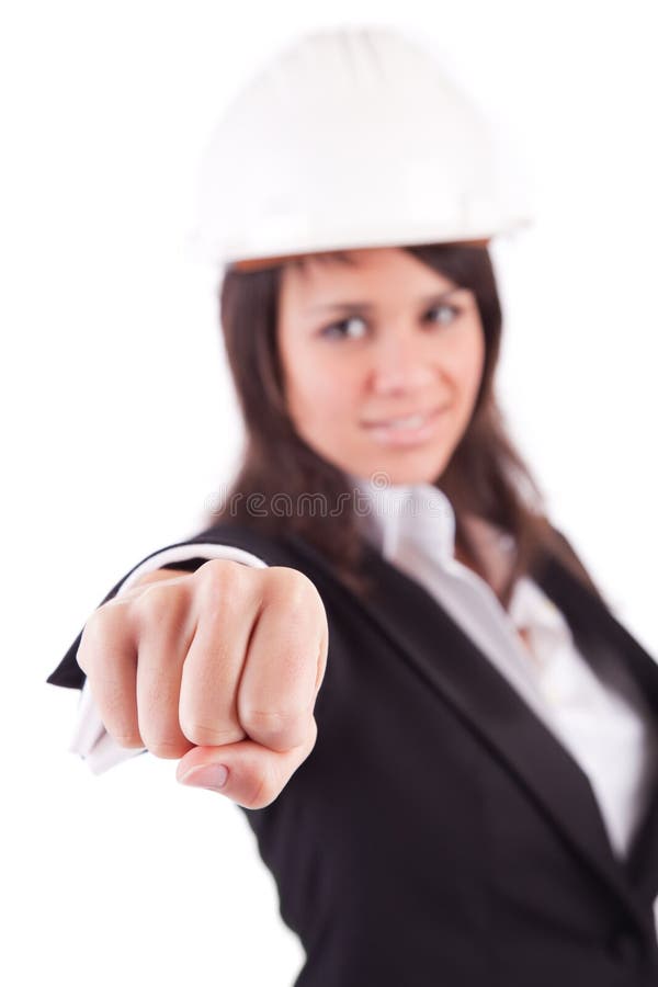 Business Woman Showing Closed Hand Stock Image - Image of improvement ...